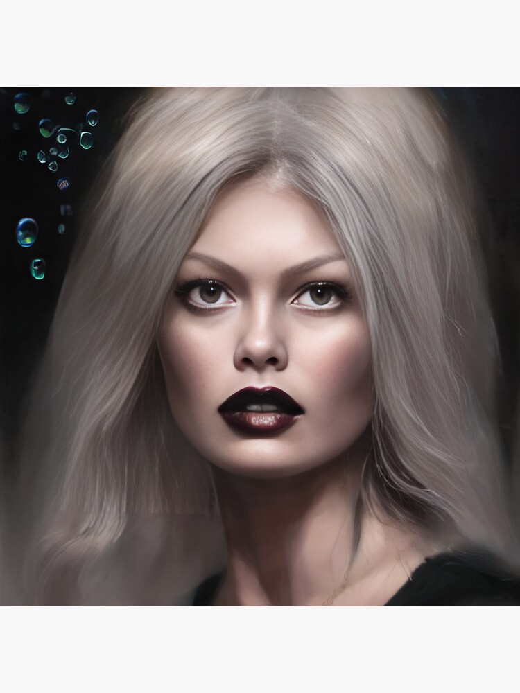 "Brigitte Bardot with silver hair and black lipstick" Sticker for Sale ...
