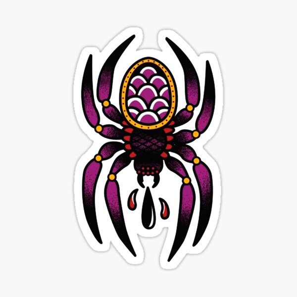"Traditional Purple Spider Tattoo" Sticker for Sale by Cesarcali ...