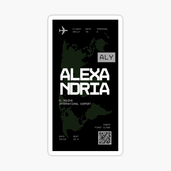 "Boarding Pass Egypt Alexandria" Sticker for Sale by TangerineTeez ...