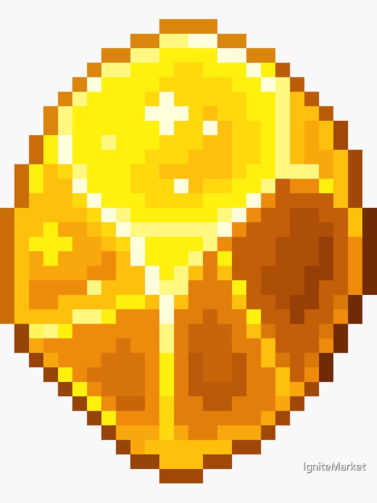 "Retro Pixel-Art 8-Bit Gold Nugget" Sticker for Sale by IgniteMarket ...