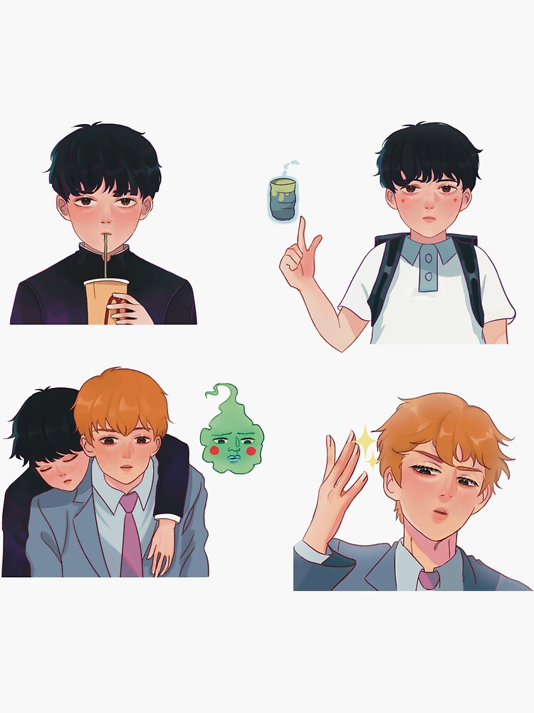 "mob psycho and reigen sticker set " Sticker for Sale by duatdawn ...