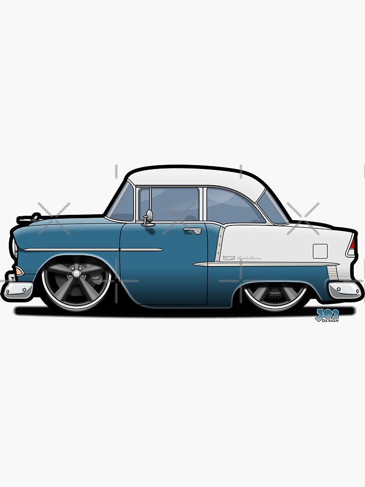 "1955 Chevrolet Bel Air - Blue 2-tone" Sticker for Sale by 302Design ...