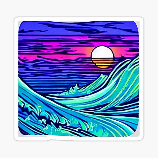 "Wave & Sun Sticker" Sticker for Sale by Muffinman122 | Redbubble