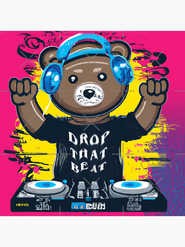 "Teddy DJ drop that beat cartoon" Sticker for Sale by OsherR | Redbubble