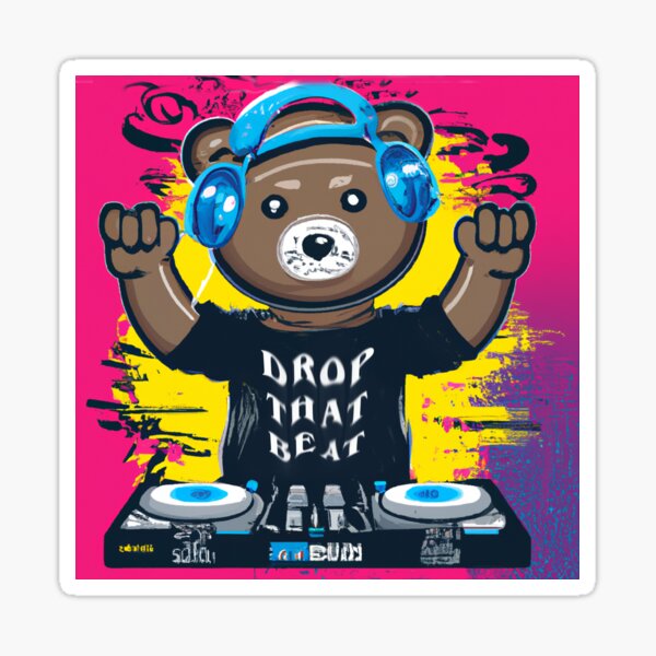 "Teddy DJ drop that beat cartoon" Sticker for Sale by OsherR | Redbubble