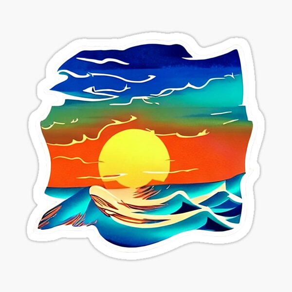"Wave & Sun Sticker" Sticker for Sale by Muffinman122 | Redbubble