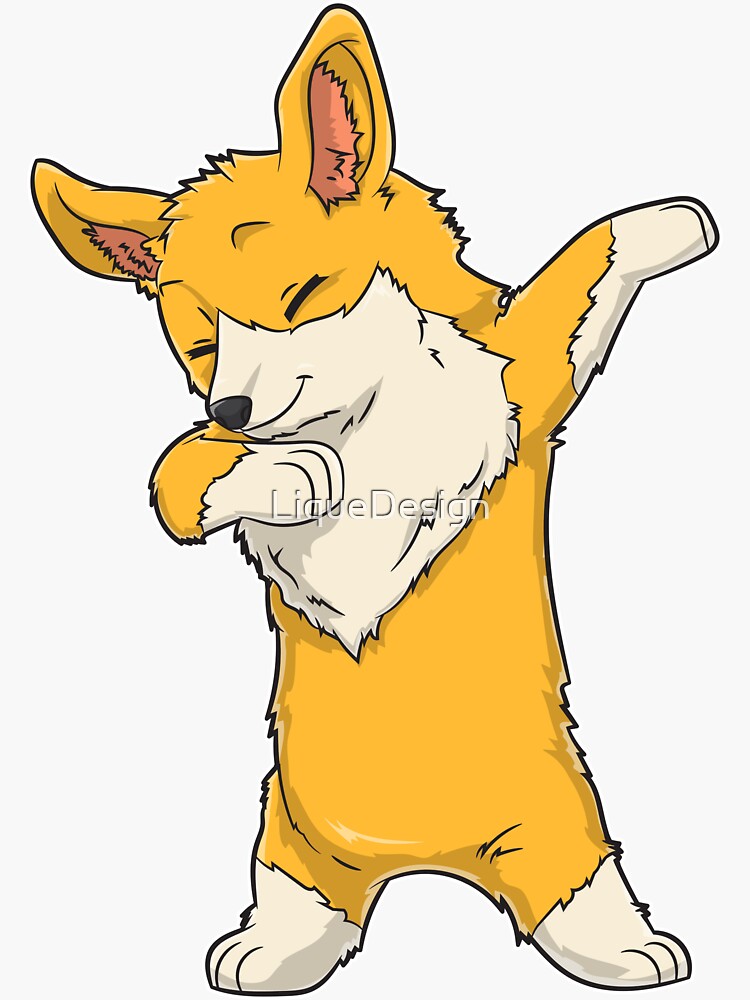 "Corgi Dabbing T shirt Welsh Corgis Dab Dance Funny Gifts" Sticker for ...
