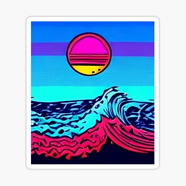 "Wave & Sun Sticker" Sticker for Sale by Muffinman122 | Redbubble