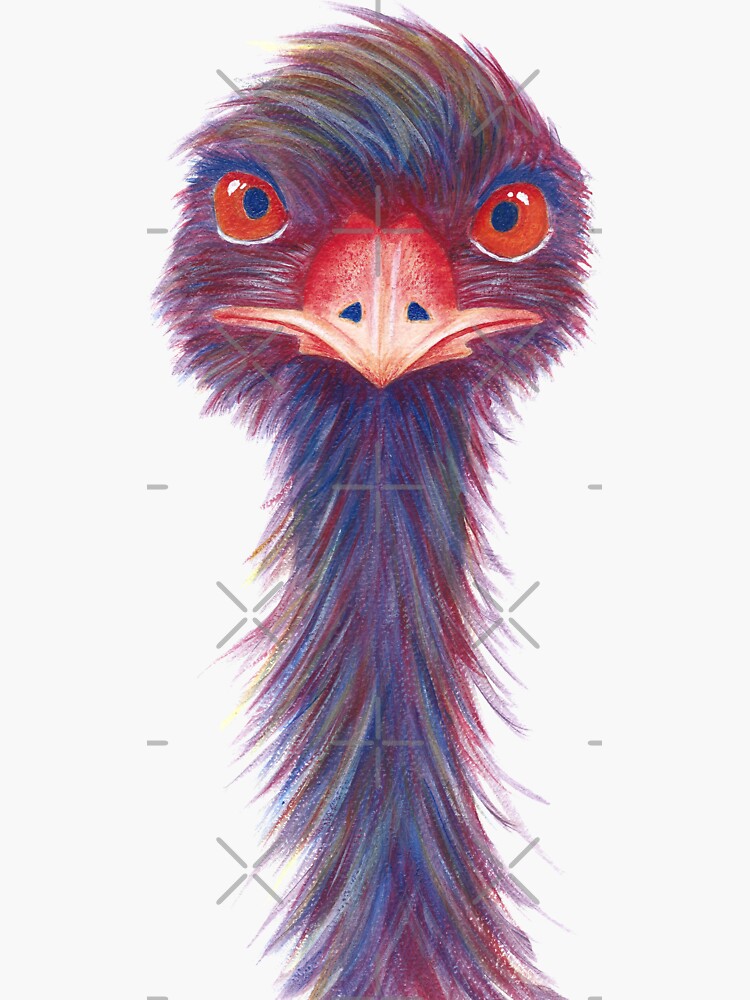 "Painted Purple Emu - light teal background" Sticker for Sale by ...