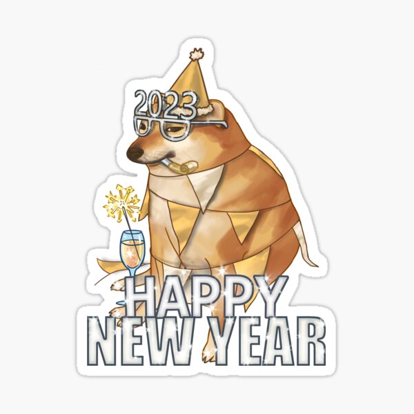 "Cheems Happy New Year 2023" Sticker for Sale by MemeMayo | Redbubble
