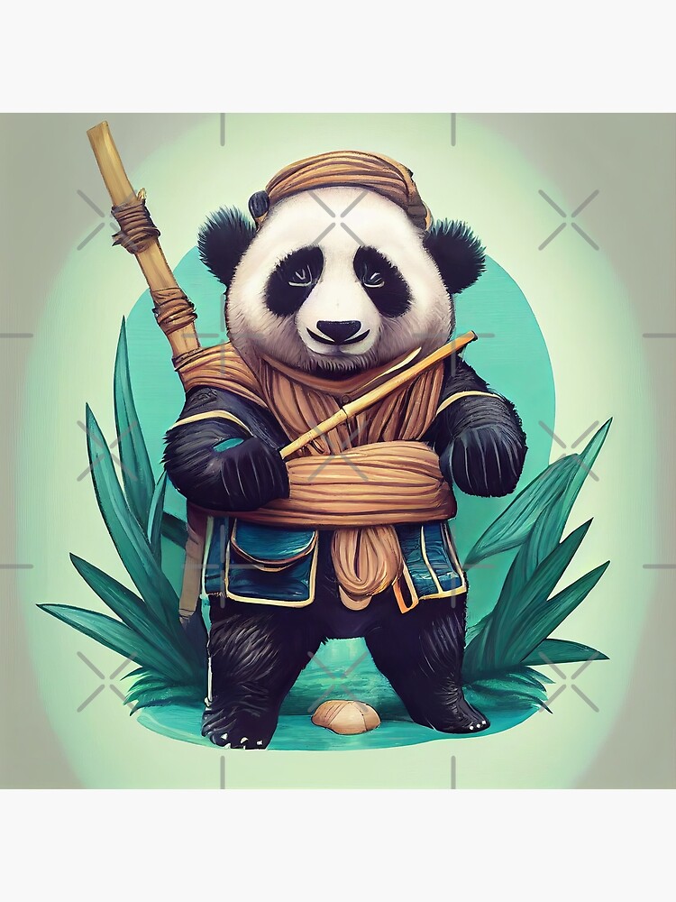 "Panda Fighter with a Bamboo Stick" Poster for Sale by MorningPanda ...