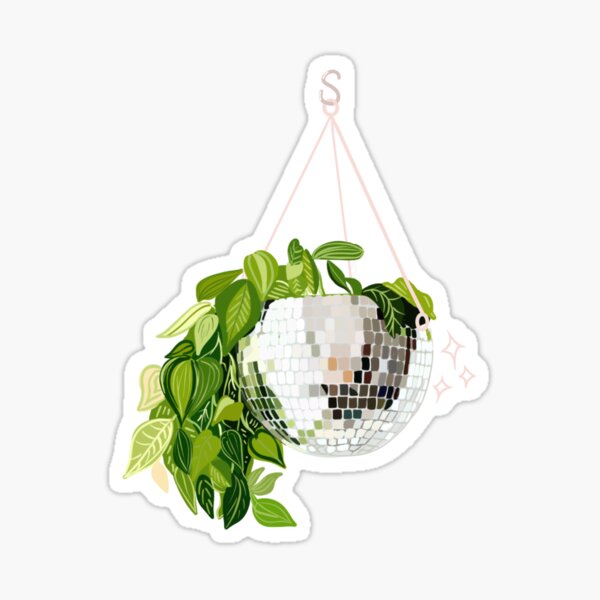 "hanging pothos disco ball plant " Sticker for Sale by gracesmorgan ...