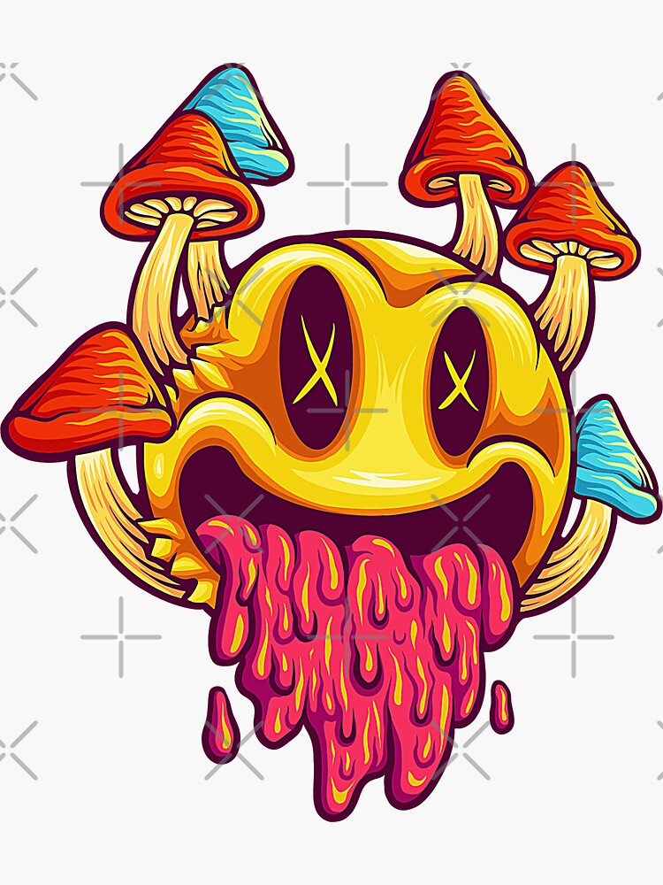 "Funny Psychedelic Mushrooms Emotion - Funny tee Gifts Kids Boys Girls Men Women" Sticker for ...