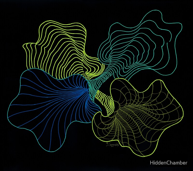 "Spider Clam Tunnel - Blue Green" by HiddenChamber | Redbubble