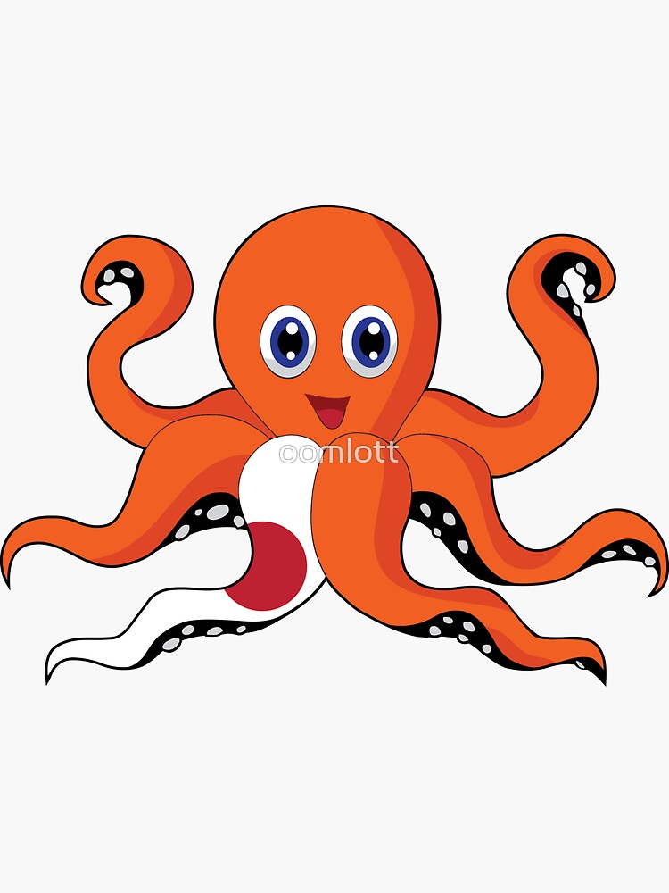 "Japanese Cute Octopus - Kawaii Japan Octopus" Sticker for Sale by ...