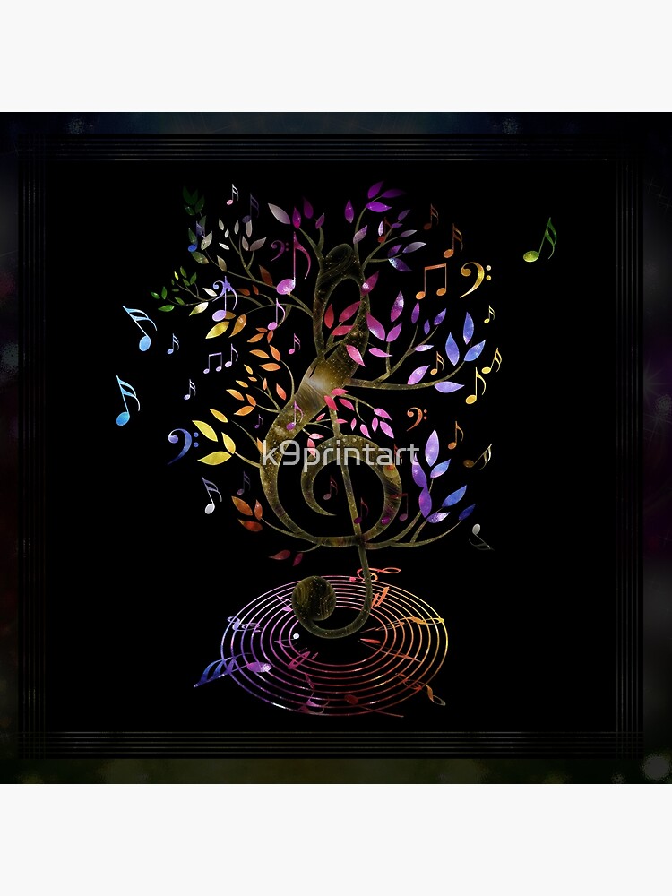 "Glowing Treble Clef tree with colorful Music Notes" Poster for Sale by ...