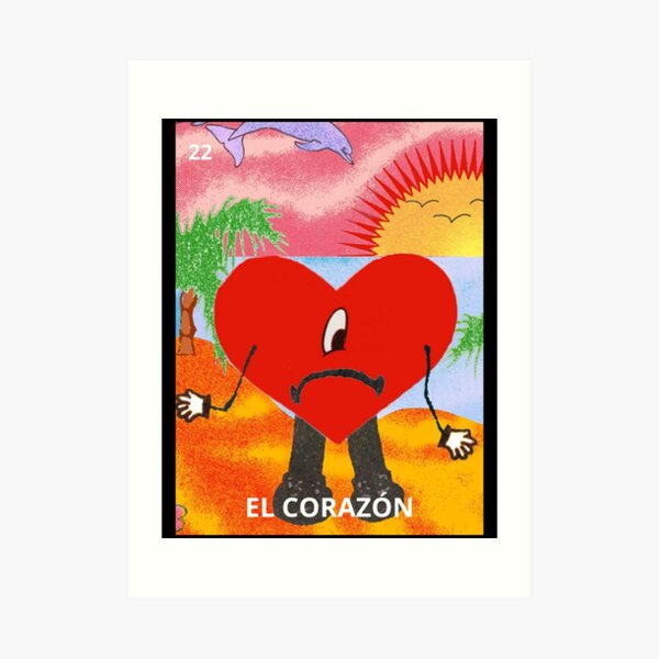 "Bad Bunny El Corazon Loteria Card UVST" Art Print for Sale by eads7v4 ...