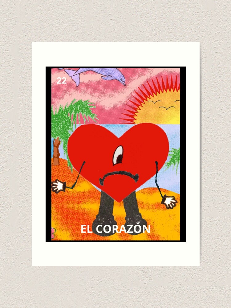 "Bad Bunny El Corazon Loteria Card UVST" Art Print for Sale by eads7v4 ...