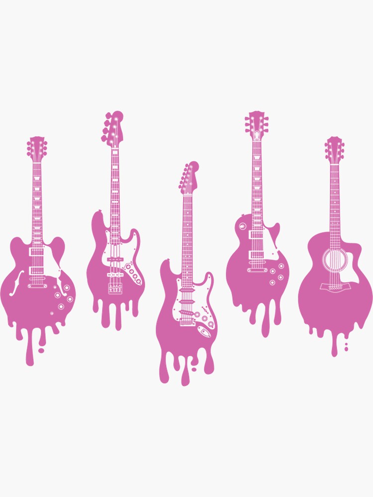 "Dripping Guitars And Bass Pink Color Tank Top" Sticker for Sale by ...