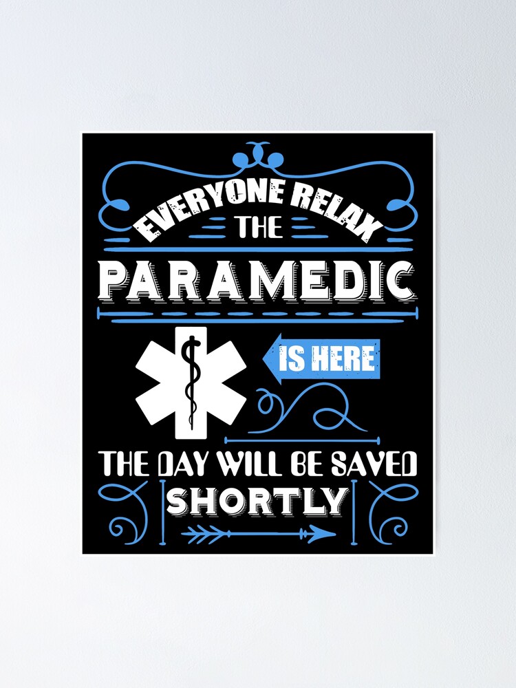 Paramedic Poster Emergency Medical Technician With Flowers Print EMT