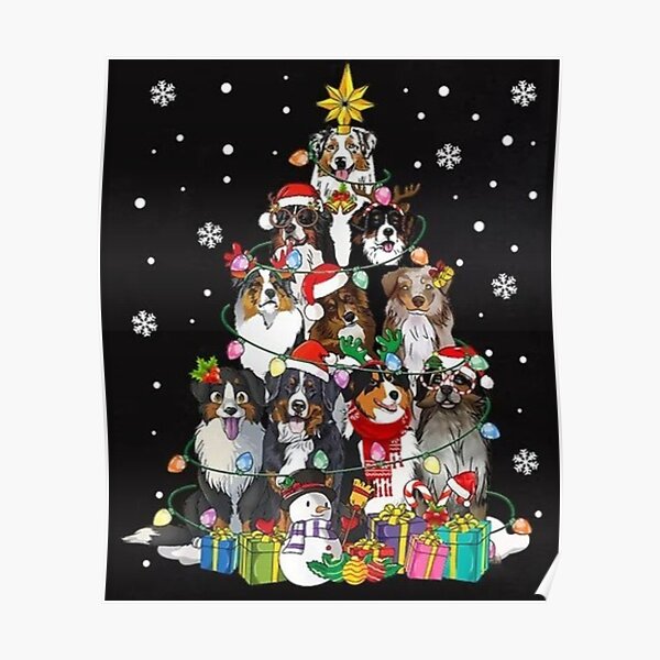 "australian sheperd christmas" Poster for Sale by blackhistory7 | Redbubble