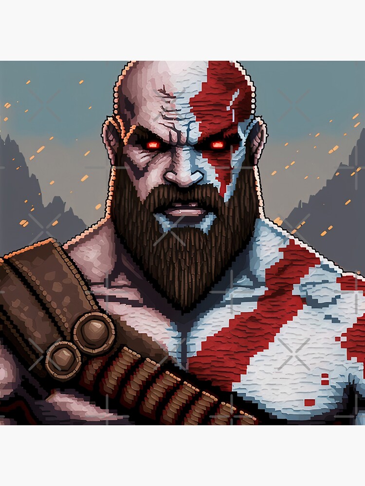 "Pixel Kratos" Sticker for Sale by Arju-Sirius | Redbubble