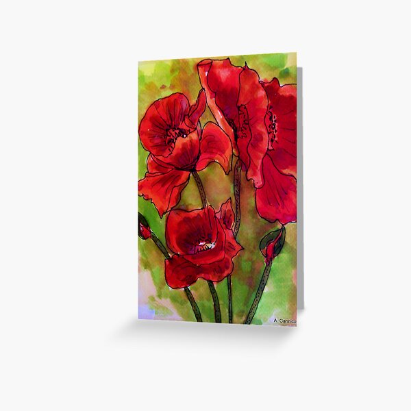 "Poppy Glory" Greeting Card for Sale by ange2 | Redbubble