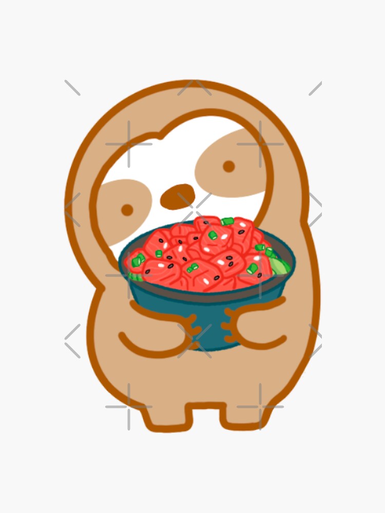 "Cute Hawaiian Poke Sloth " Sticker for Sale by theslothinme | Redbubble