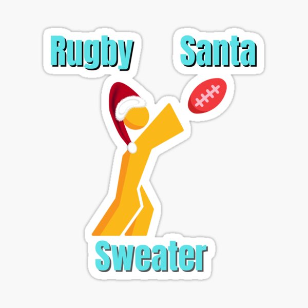 "Rugby Santa Ugly Sweater" Sticker for Sale by designforum1968 | Redbubble