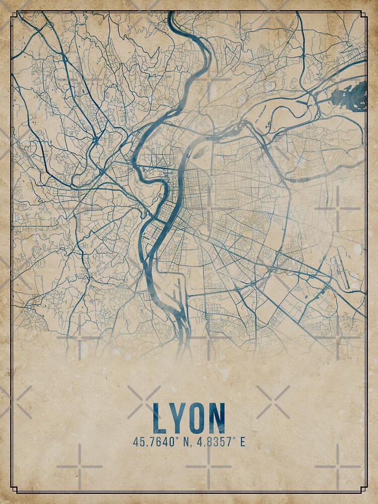 " Lyon Antique Watercolor City Map Poster" Sticker for Sale by ...