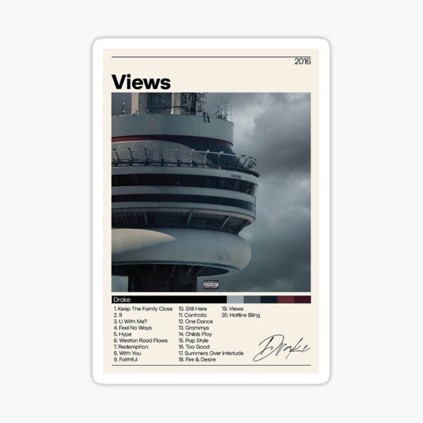 "Drake - Views" Sticker for Sale by ArlyneRichards | Redbubble
