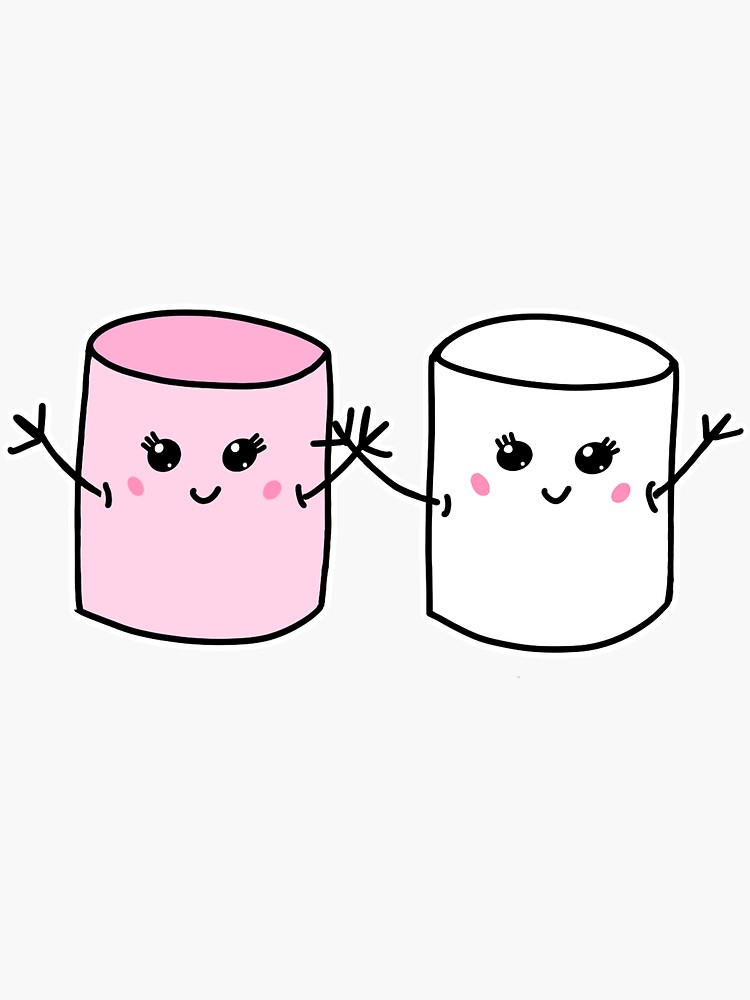 "Pink and white marshmallow sticker " Sticker for Sale by ...