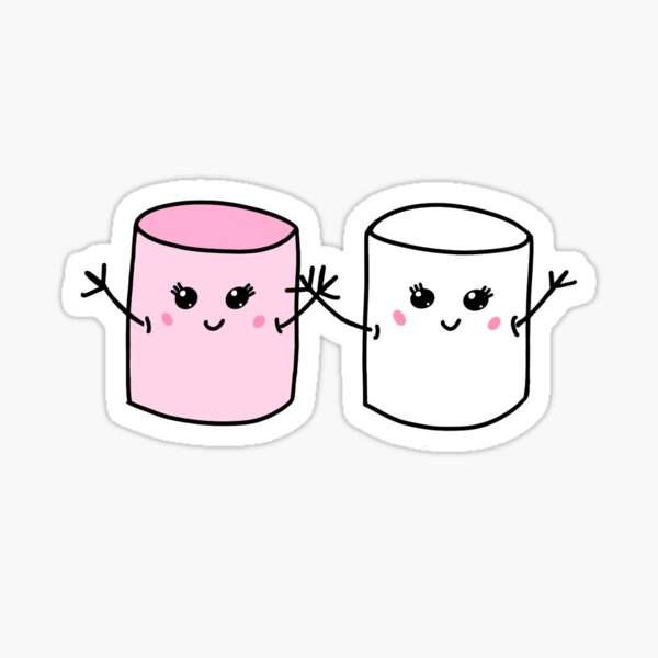 "Pink and white marshmallow sticker " Sticker for Sale by ...