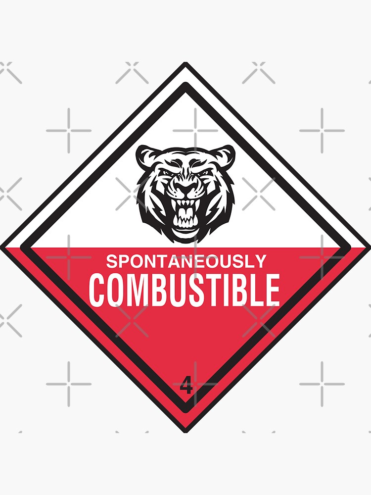 "Spontaneously Combustible Fiery Tiger" Sticker for Sale by chillaxcats ...