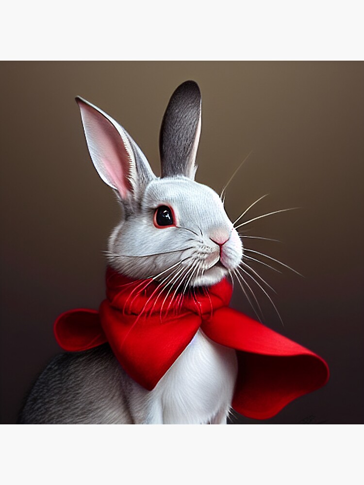 "White Christmas Rabbit With a Red Scarf" Sticker for Sale by ...