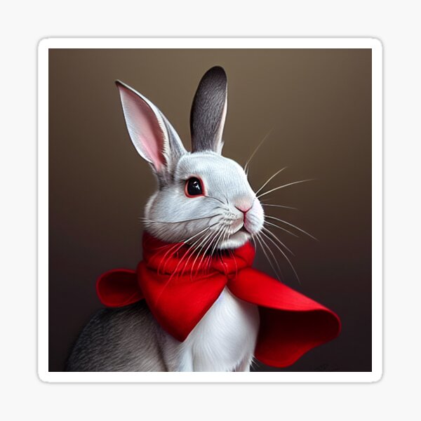 "White Christmas Rabbit With a Red Scarf" Sticker for Sale by ...