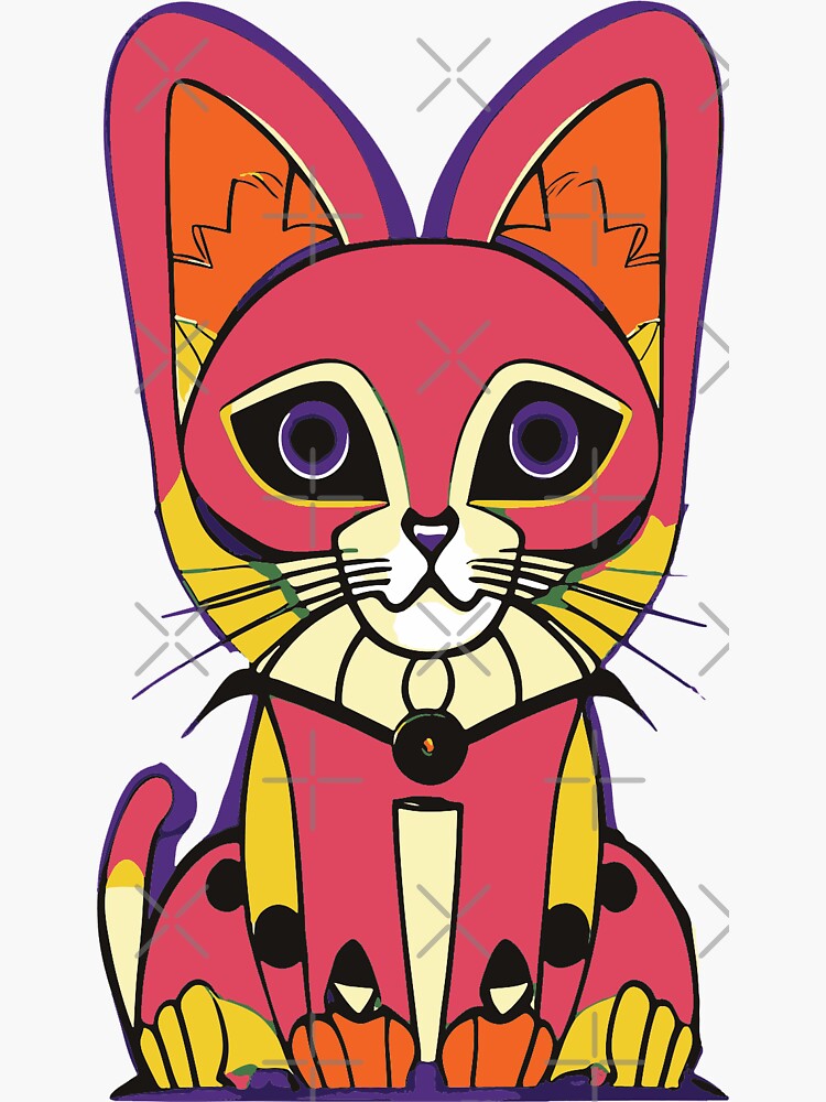 "Maya Patterned Kitten Grey" Sticker for Sale by thumbjoint | Redbubble