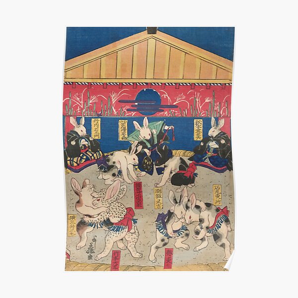 "Rabbit Sumo Tournament - Utagawa Yoshifuji Japanese Ukiyo Print ...