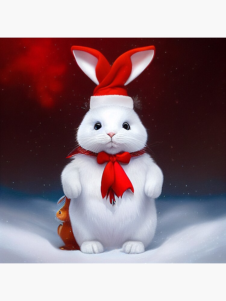"Friendly Fluffy White Christmas Rabbit" Sticker for Sale by ...