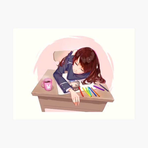 "Cute Sleeping Anime Girl" Art Print by MeepMorphy | Redbubble