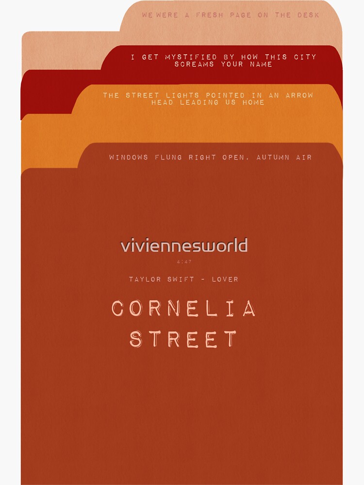 "cornelia street lyric color palette file folder / graphic design ...