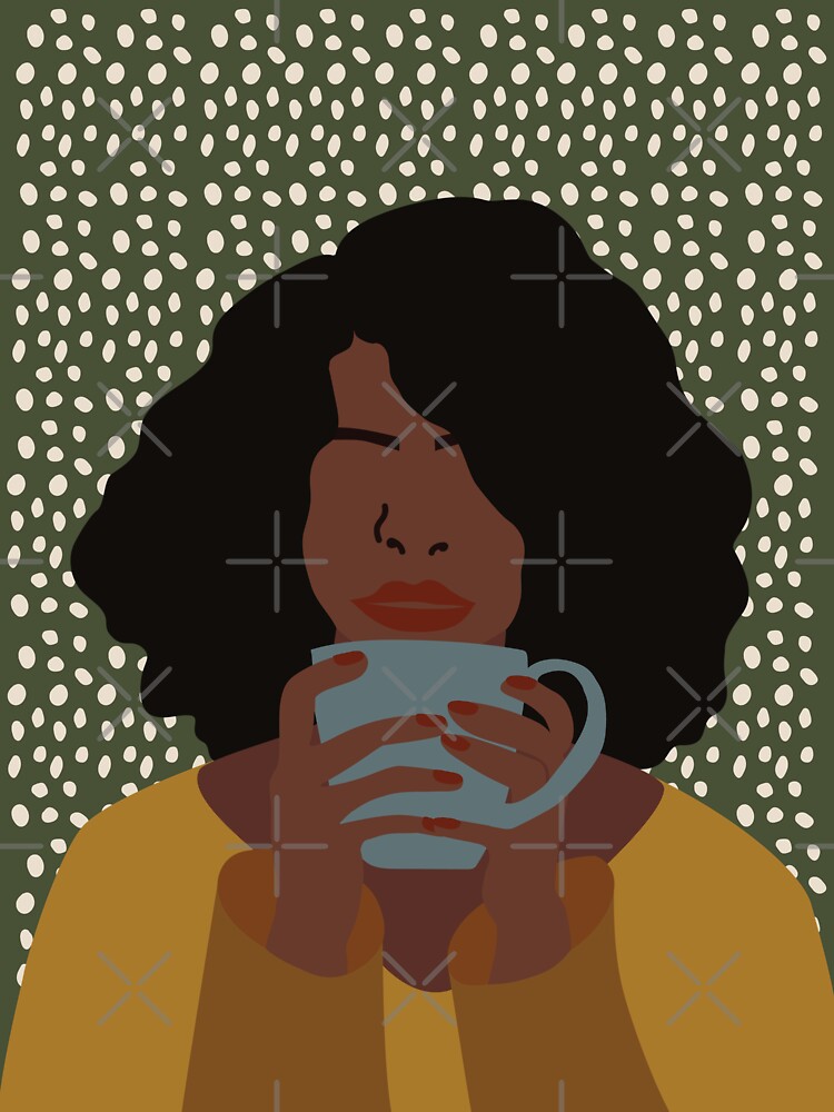 "Boho black girl drinking tea" Sticker for Sale by ToATeaGifts | Redbubble