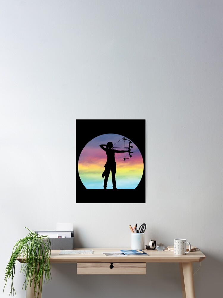 "Archery Girl Retro Sunset Bow Hunting Archery Lover" Poster for Sale ...
