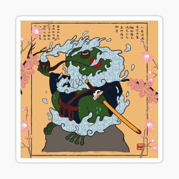 "Frog Sitting Smoking | Peaceful meditating frog Japanese" Sticker for Sale by Eyenet | Redbubble