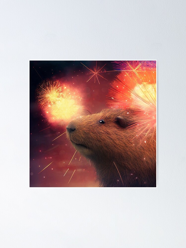 "Bright Exploding Fireworks Capybara" Poster for Sale by ...