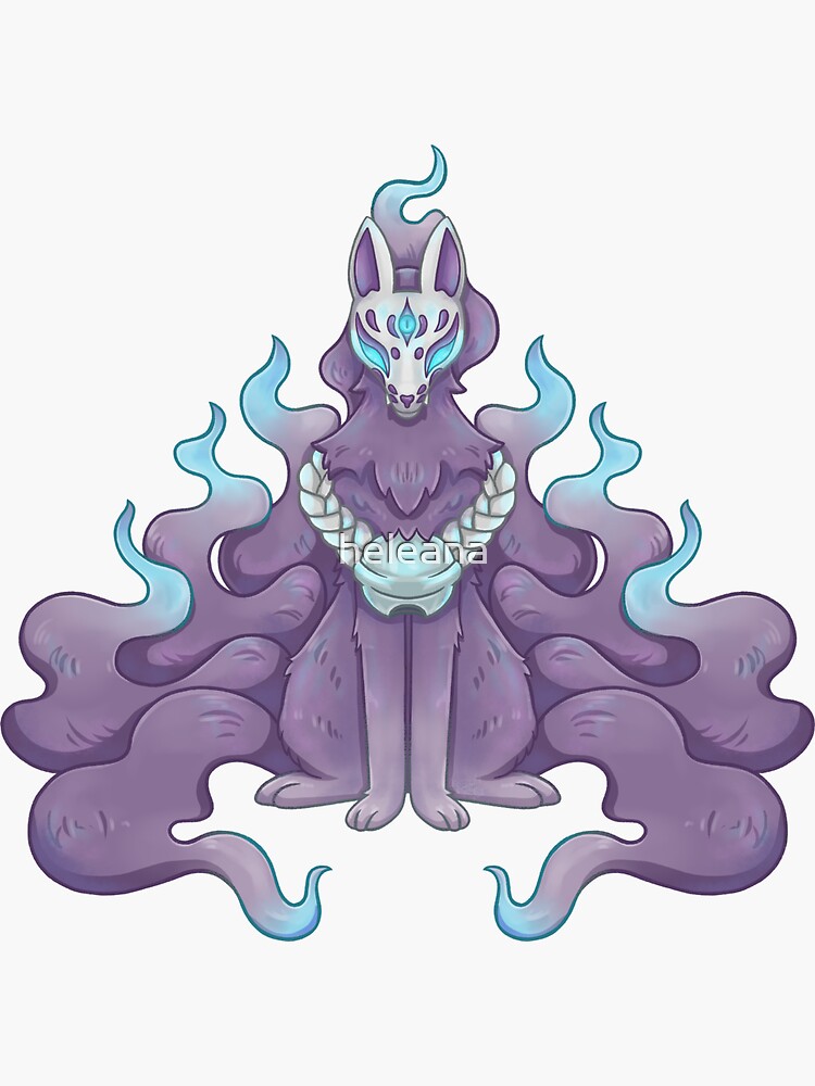 "Nine Tails Ghost Kitsune (Simple Version)" Sticker for Sale by heleana | Redbubble
