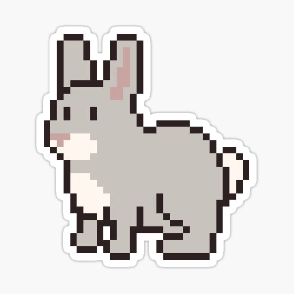 "8 Bit Pixel Gray Rabbit" Sticker for Sale by blacklinesart | Redbubble