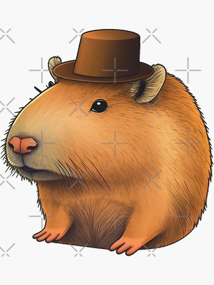"Capybara Wearing a Hat" Sticker for Sale by CapybaraCentral | Redbubble