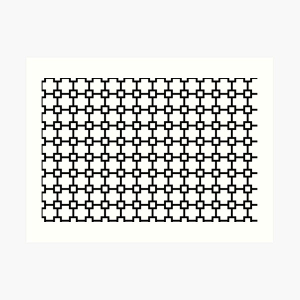 "Black and White Stripe Square Grid Tile Pattern" Art Print for Sale by ...
