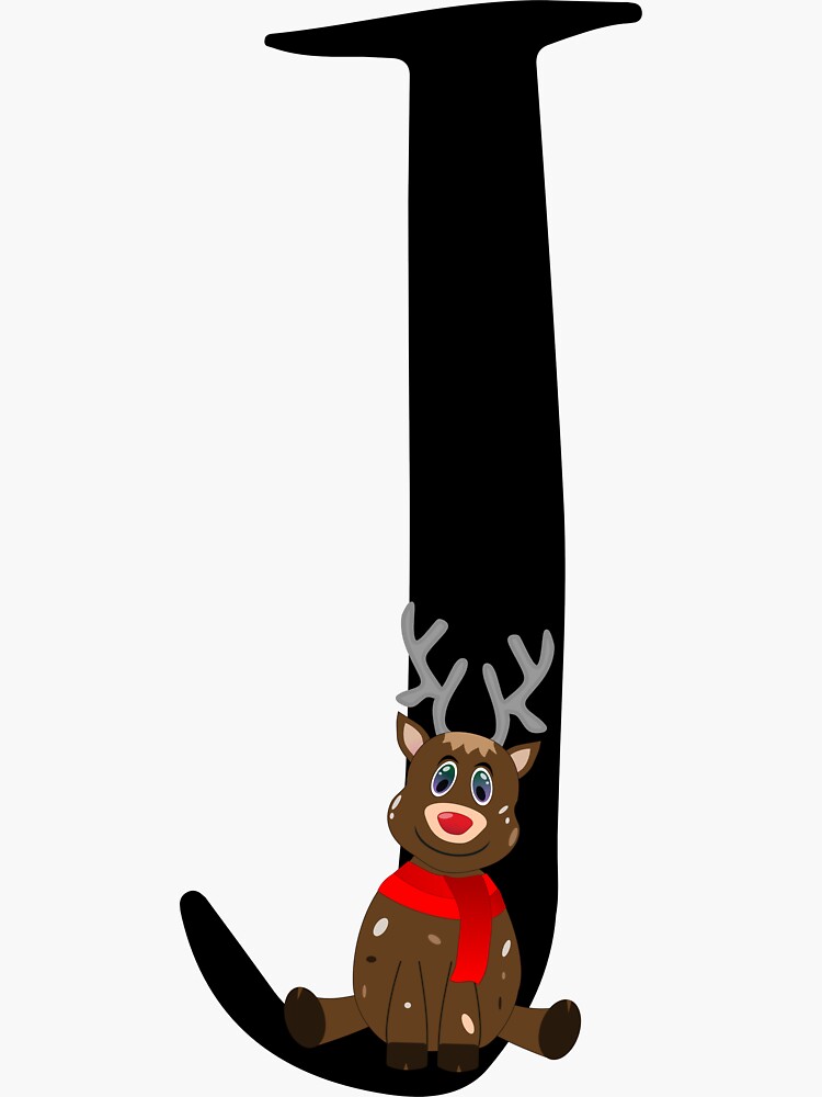 "J Christmas Reindeer Monogram Letter | Alphabet" Sticker for Sale by A ...